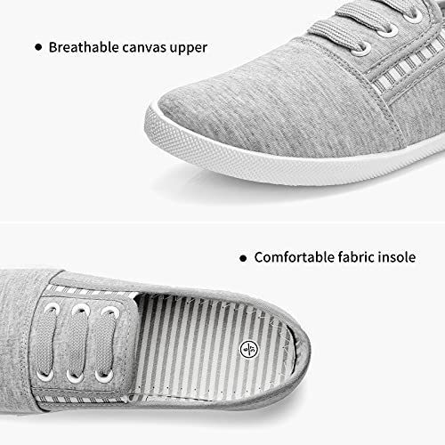 Women's Canvas Slip on Sneakers Casual Slip on Walking Shoes Womens Tennis Shoes Flat Dress Shoes Non Slip Work Shoes(Grey.us7)