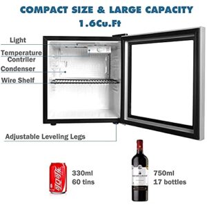 Beverage Refrigerator And Cooler, 60 Can Mini Fridge with Glass Door, Small Refrigerator with Adjustable Shelves Black Stainless Steel Display Refrigerators