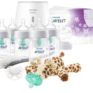 Philips AVENT Anti-Colic Baby Bottle with AirFree Vent All in One Gift Set, SCD308/01, White