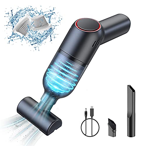 SUNCANDXY Handheld Vacuum Cleaner Cordless: Mini Rechargeable Hand Vacuum with Strong Suction, Wireless Portable Small Car Vacuum for Carpet Car - Black