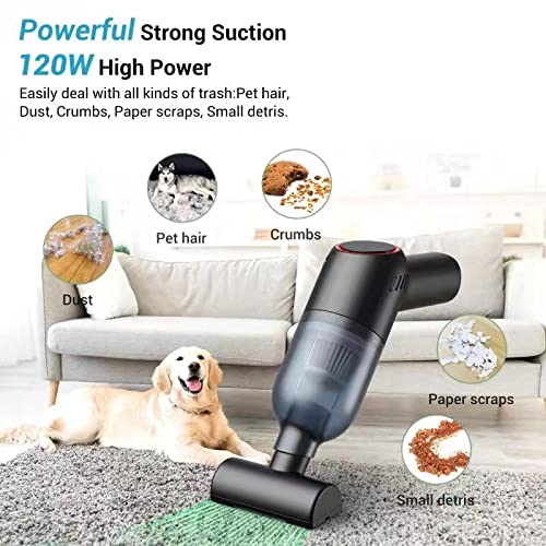 SUNCANDXY Handheld Vacuum Cleaner Cordless: Mini Rechargeable Hand Vacuum with Strong Suction, Wireless Portable Small Car Vacuum for Carpet Car - Black