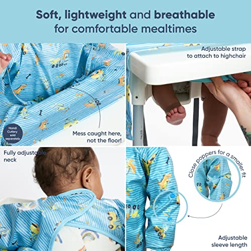 BIBaDO Mess Proof Baby Feeding Bibs, Long Sleeve Weaning Essential 6 to 36 Months Toddlers Shirt Bib, Waterproof, Machine Washable