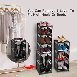 sunvito shoe rack 10 tiers, Space saving 10 pairs tall shoes organizer shoe shelves, Narrow shoe rack stackable cubby storage for entryway,closet,cabinet,bedroom,garage,wardrobe, over door,hallway