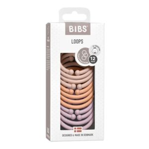 BIBS Loops 12-Pack, BPA Free, Made in Denmark. Polypropylene, Blush/Peach/Dusky Lilac