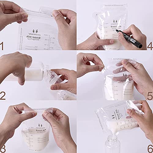 Finalhome Breast Milk Storage Bags, 8.5 OZ Breast Milk Freezer Storage Container Bag for Breastfeeding, Leak Proof Double Zipper Seal, Pre-Sterilized, Self Standing, Easy to Freeze (300 Count)