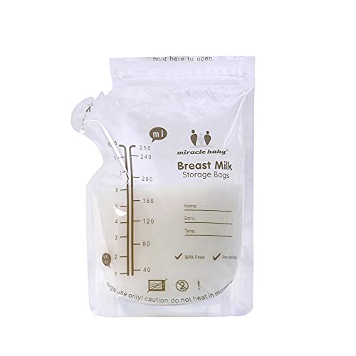 Finalhome Breast Milk Storage Bags, 8.5 OZ Breast Milk Freezer Storage Container Bag for Breastfeeding, Leak Proof Double Zipper Seal, Pre-Sterilized, Self Standing, Easy to Freeze (300 Count)