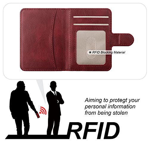 Bocasal Wallet Case for iPhone 13 Pro Max Compatible with MagSafe Magnetic RFID Blocking Detachable Premium PU Leather Flip Case with Card Slots Holder Kickstand Wireless Charging 6.7 Inch (Wine Red)