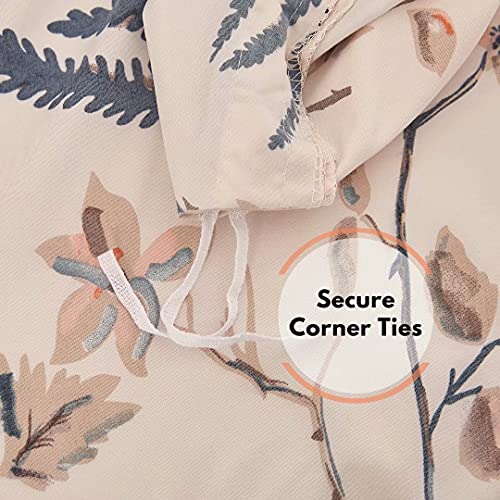 JSD 3 Pcs Blush Pink Floral Duvet Cover Set King Size, Soft Botanical Printed Microfiber Comforter Cover Zipper Closure Corner Ties