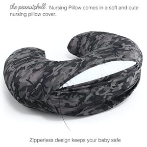 The Peanutshell Black Camo Nursing Pillow for Breastfeeding | Pillow & Nursing Pillow Cover for Baby Boys