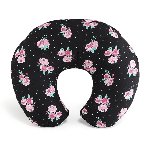 The Peanutshell Black Floral Nursing Pillow for Breastfeeding | Pillow & Nursing Pillow Cover for Baby Girls