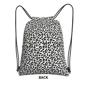 Huatansy Women's Drawstring Backpack String Bag Sports Cinch Sackpack Gym Sack Training Gymsack Yoga Bags with Zipper Pocket (Leopard Print)