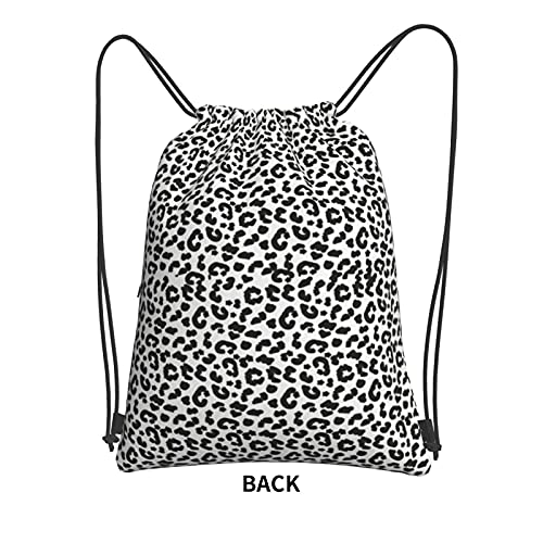 Huatansy Women's Drawstring Backpack String Bag Sports Cinch Sackpack Gym Sack Training Gymsack Yoga Bags with Zipper Pocket (Leopard Print)