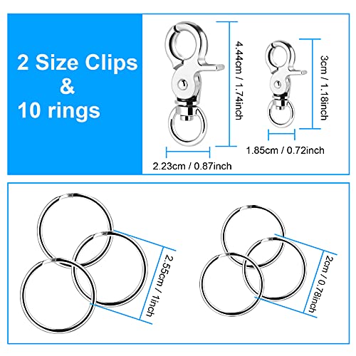 Molain Dog Tag Clips with Dog Tag Rings,Durable Dog ID Tag with Rings for Large Dogs Collar Harnesses 1.75 x 0.9 in (4 Clips 10 Ring)