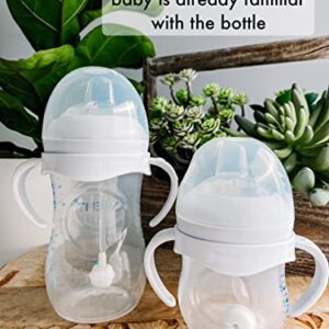 Sippy Cup Conversion Kit for Philips Avent Natural Baby Bottle | 2-Count | with Soft Silicone Sippy Spout Nipples, Weighted Any Angle Straw Ball, Bottle Handles and Straw Cleaning Brush (Sippy Spout)