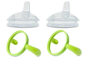 sippy spout nipples with bottle handles for comotomo baby bottle | 2-pack | food grade silicone | bpa-free | spill-proof (green)