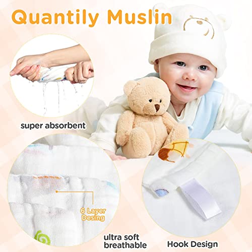 10 Pieces Baby Burp Cloth 10 x 20 inches 6 Layer Soft Absorbent Muslin Newborn Towel for Baby Shower Machine Washable, for Sensitive Skin Baby (Floral Pattern)