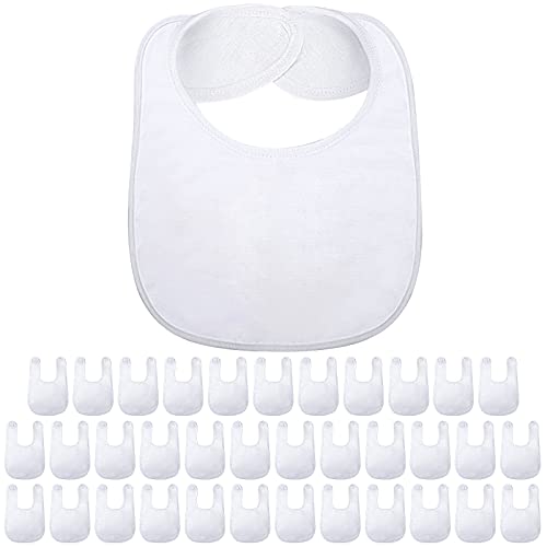 Geyoga 36 Pcs Sublimation Blanks Baby Bibs Bulk Sublimation Feeder Washable Baby Bib for DIY (White)