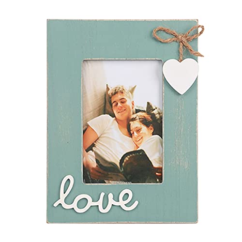 Love Picture Frame Blue 4x6,Heart photo frame teal for boyfriend ,couple,family