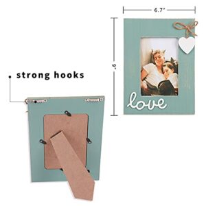 Love Picture Frame Blue 4x6,Heart photo frame teal for boyfriend ,couple,family