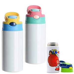 JIAOAO 2 Pcs Sublimation Sippy Cups,Stainless Steel Straight Thermos Cup Student Water Cup Children'S Straw Cup Cute Stainless Steel Water Cup With Straw.Red+Yellow