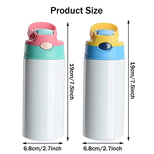 JIAOAO 2 Pcs Sublimation Sippy Cups,Stainless Steel Straight Thermos Cup Student Water Cup Children'S Straw Cup Cute Stainless Steel Water Cup With Straw.Red+Yellow