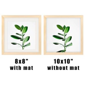 Picture Frames 10x10 Grain Nature Solid Wood 2 Pack for Wall Mount and Tabletop Display