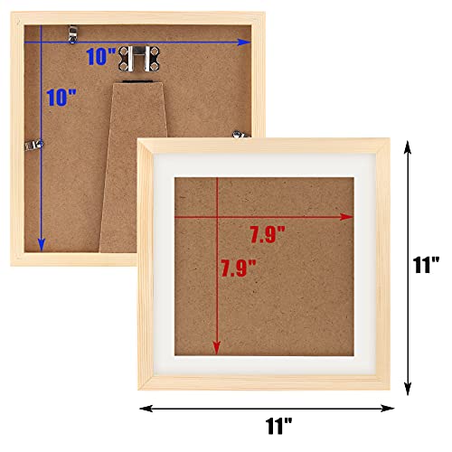 Picture Frames 10x10 Grain Nature Solid Wood 2 Pack for Wall Mount and Tabletop Display