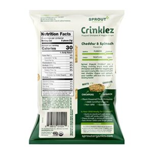 Sprout Foods Inc Organic Baby Food Toddler Snacks Crinklez, Cheesy Spinach, 1.48 Oz, Pack Of 6