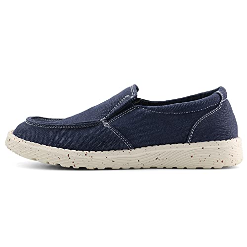 firelli Womens Casual Slip-on Canvas Loafer Walking Flat Shoes (9.5,Navy)