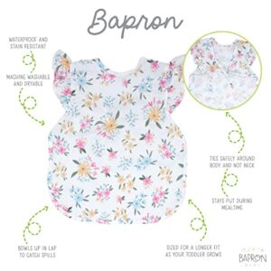 BapronBaby Flutter Pastel Floral Bapron - No Neck Tie Safer Bib for Baby & Toddler - Soft Waterproof Stain Resistant - Machine Washable - Sz Baby/Toddler 6m-3T