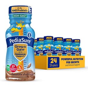 pediasure grow & gain with 2’-fl hmo prebiotic, kids nutrition shake, vitamins c, e, b1, & b2, non-gmo, chocolate, 8 fl oz (pack of 24)