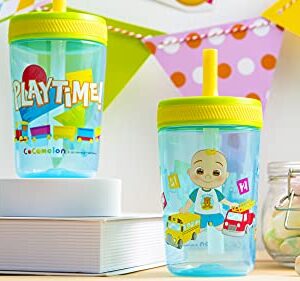 Zak Designs 15oz Cocomelon Kelso Tumbler Set, Leak-Proof Screw-On Lid with Straw Made of Durable Plastic and Silicone, Perfect Bundle for Kids, 1 Count (Pack of 1)