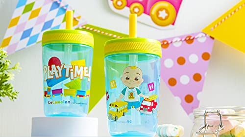 Zak Designs 15oz Cocomelon Kelso Tumbler Set, Leak-Proof Screw-On Lid with Straw Made of Durable Plastic and Silicone, Perfect Bundle for Kids, 1 Count (Pack of 1)