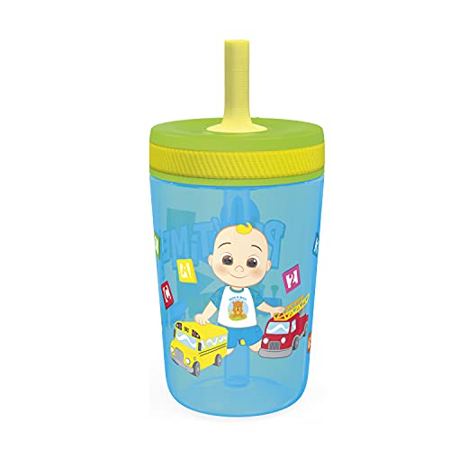 Zak Designs 15oz Cocomelon Kelso Tumbler Set, Leak-Proof Screw-On Lid with Straw Made of Durable Plastic and Silicone, Perfect Bundle for Kids, 1 Count (Pack of 1)