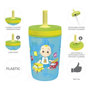 Zak Designs 15oz Cocomelon Kelso Tumbler Set, Leak-Proof Screw-On Lid with Straw Made of Durable Plastic and Silicone, Perfect Bundle for Kids, 1 Count (Pack of 1)