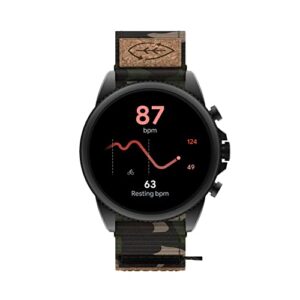 Fossil Men's Gen 6 44mm Stainless Steel and Cork Touchscreen Smart Watch, Color: Black, Camo (Model: FTW4063V)