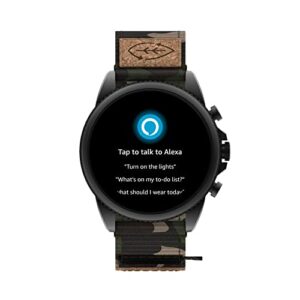 Fossil Men's Gen 6 44mm Stainless Steel and Cork Touchscreen Smart Watch, Color: Black, Camo (Model: FTW4063V)