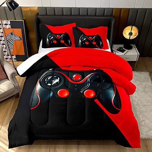 AILONEN Gamer Comforter Sets for Teen Boys, Gaming Bedding Sets Twin Set,Video Game Bedspread,Game Duvet,Gamepad Bed Set,Controller Quilt Set,3 Piece 1 Comforter and 2 Pillowcases