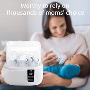 Bottle Sterilizer and Dryer, Fast Electric Steam Sterilizer and Dryer for Baby Bottles Pacifier Breast Pump, Dries Faster Large Capacity Holds 6 Bottles, LED Display Auto-Off Baby Bottle Washer