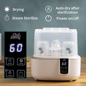 Bottle Sterilizer and Dryer, Fast Electric Steam Sterilizer and Dryer for Baby Bottles Pacifier Breast Pump, Dries Faster Large Capacity Holds 6 Bottles, LED Display Auto-Off Baby Bottle Washer