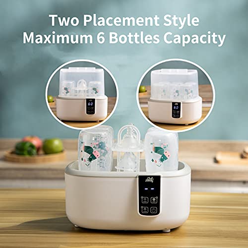 Bottle Sterilizer and Dryer, Fast Electric Steam Sterilizer and Dryer for Baby Bottles Pacifier Breast Pump, Dries Faster Large Capacity Holds 6 Bottles, LED Display Auto-Off Baby Bottle Washer