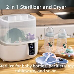 Bottle Sterilizer and Dryer, Fast Electric Steam Sterilizer and Dryer for Baby Bottles Pacifier Breast Pump, Dries Faster Large Capacity Holds 6 Bottles, LED Display Auto-Off Baby Bottle Washer