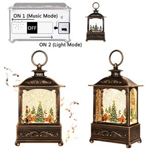 Christmas Lantern,Snow Globe Decoration Lanterns,Lit Snow Globe Lanterns Crystal Sparkle,Suitable for Outdoor Garden and Room Decoration,Music Carols and Blessings(Forest House)