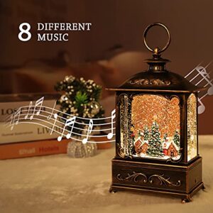 Christmas Lantern,Snow Globe Decoration Lanterns,Lit Snow Globe Lanterns Crystal Sparkle,Suitable for Outdoor Garden and Room Decoration,Music Carols and Blessings(Forest House)