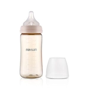 MOYUUM PPSU All in One Feeding Bottle, Stage 2, Medium Flow, 9oz (Beige)