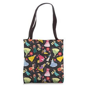 disney princess colorful blooms tote bag