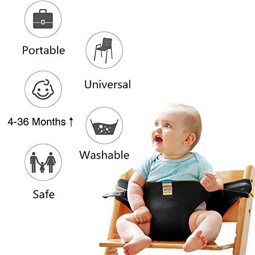 Lychee Harness Seat for High Chair Baby Feeding Safety Seat with Strap, Toddler Booster Harness Belt Portable Dining Seat Strap for Travel Home Restaurant Shopping (Black)