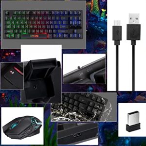 Gaming Wireless TKL Keyboard Mouse Combo Rechargeable LED Backlit Tenkeyless Compact 87 Keys 6 Button for Computer Laptop PS4 PS5 Switch Compatible with Windows XP/7/8/10 iMac MacBook Xbox one X