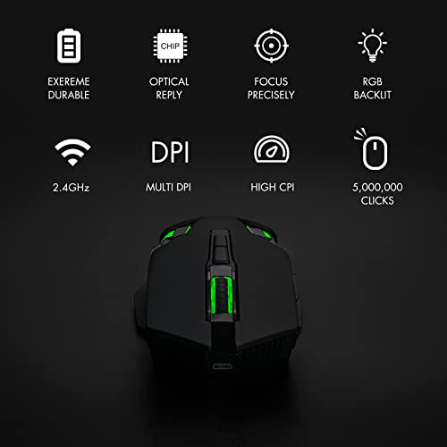 Gaming Wireless TKL Keyboard Mouse Combo Rechargeable LED Backlit Tenkeyless Compact 87 Keys 6 Button for Computer Laptop PS4 PS5 Switch Compatible with Windows XP/7/8/10 iMac MacBook Xbox one X