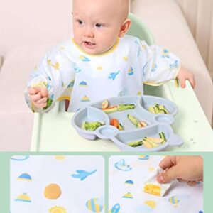 Lictin Baby Bibs for Boy or Girl - Baby Bibs for Eating, Long Sleeve Bib, Waterproof Toddler Bibs, 0-24 Months Neutral Baby Smock, Reusable Infant Baby Bibs for Feeding Teething or Weaning 5 Pcs